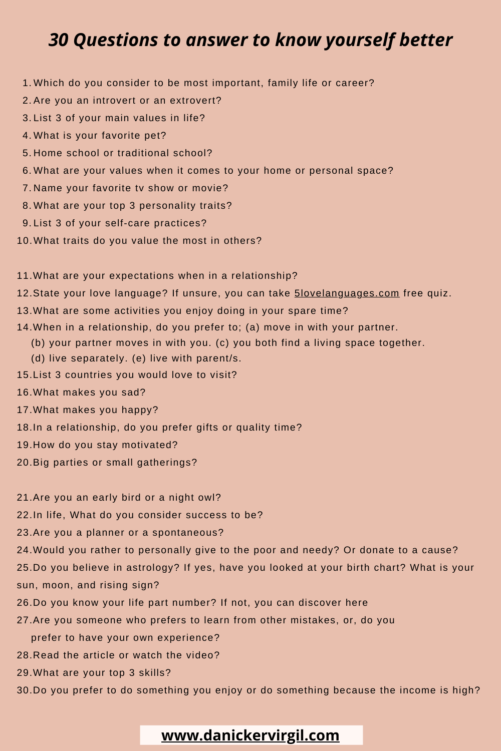 30 QUESTIONS TO ANSWER TO KNOW YOURSELF BETTER.